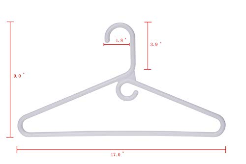 Quality White Hangers 10-Pack - Super Heavy Duty Plastic Clothes Hanger Multipack - 17 inch Thick Strong Standard Closet Clothing Hangers with Hook for Scarves and Belts Coat Hangers (White, 10)