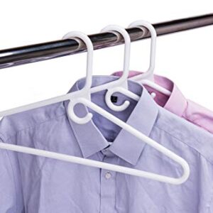 Quality White Hangers 10-Pack - Super Heavy Duty Plastic Clothes Hanger Multipack - 17 inch Thick Strong Standard Closet Clothing Hangers with Hook for Scarves and Belts Coat Hangers (White, 10)