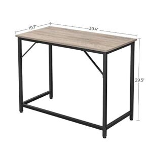 VASAGLE 39-Inch Computer Writing Desk, Home Office Small Study Workstation, Industrial Style PC Laptop Table, Steel Frame, 39.4, Greige + Black