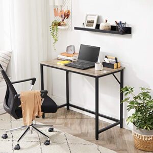 VASAGLE 39-Inch Computer Writing Desk, Home Office Small Study Workstation, Industrial Style PC Laptop Table, Steel Frame, 39.4, Greige + Black