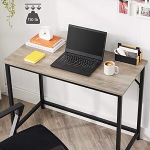 VASAGLE 39-Inch Computer Writing Desk, Home Office Small Study Workstation, Industrial Style PC Laptop Table, Steel Frame, 39.4, Greige + Black