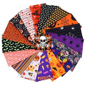 moonyli halloween cotton fabric bundles quilting patchwork precut halloween pumpkin, ghost, spider, sunflower pattern cotton cloth 3d printed fabric scraps diy crafts 2025cm