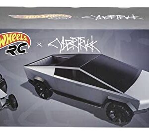 Hot Wheels 1:10 Tesla Cybertruck Radio-Controlled Truck & Electric Cyberquad, Custom Controller, Speeds to 12 MPH, Working Headlights & Taillights, For Kids & Collectors [Amazon Exclusive]