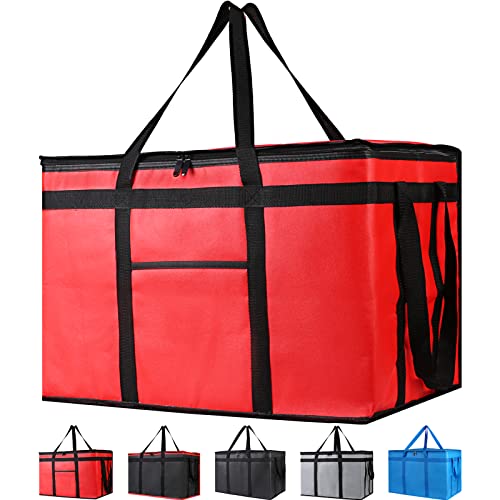 Bodaon Insulated Food Delivery Bag, XXX-Large Insulated Pizza Delivery Bags, Insulated Grocery Bags, Cooler Bag, Red, 1-Pack