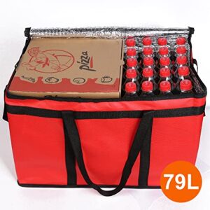 Bodaon Insulated Food Delivery Bag, XXX-Large Insulated Pizza Delivery Bags, Insulated Grocery Bags, Cooler Bag, Red, 1-Pack