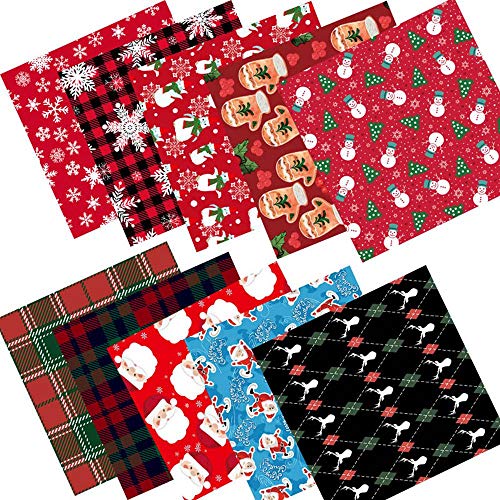 MoonyLI Christmas Cotton Fabric Craft Bundle Fabric Plaid Check Fabric Cloth Fabric Print Printed Fabric Scraps DIY Craft Christmas Patchwork Sewing Quilting Fabric Precut Fabric 6Pcs