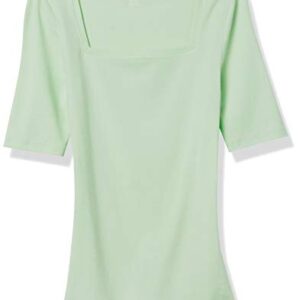 Amazon Essentials Women's Slim-Fit Half Sleeve Square Neck T-Shirt, Green, Medium