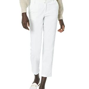 Amazon Essentials Women's Mid-Rise Slim-Fit Cropped Tapered Leg Khaki Pant, Bright White, 12