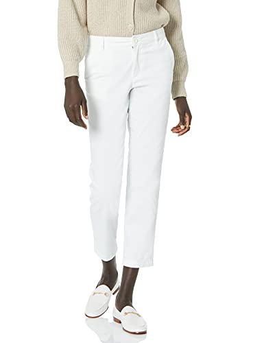 Amazon Essentials Women's Mid-Rise Slim-Fit Cropped Tapered Leg Khaki Pant, Bright White, 12