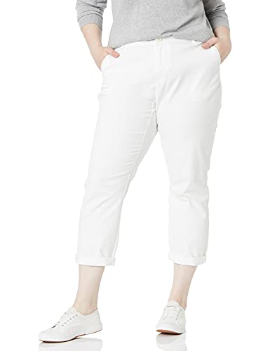 Amazon Essentials Women's Mid-Rise Slim-Fit Cropped Tapered Leg Khaki Pant, Bright White, 12