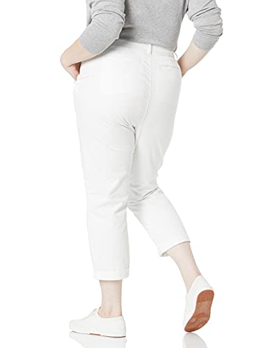 Amazon Essentials Women's Mid-Rise Slim-Fit Cropped Tapered Leg Khaki Pant, Bright White, 12