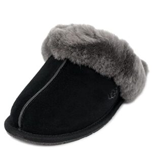 ugg australia women's scuffette ii sheepskin slipper blk/gry 9 medium us