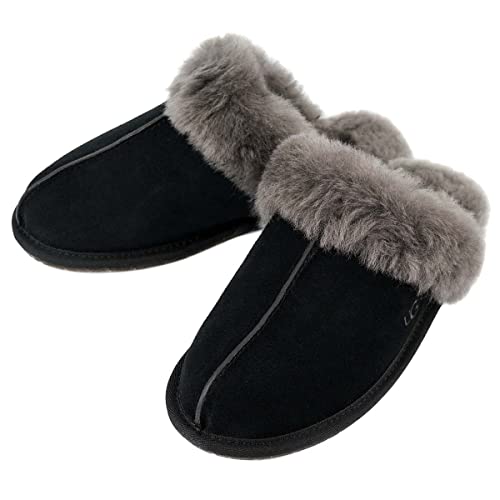 UGG Australia Women's Scuffette II Sheepskin Slipper Blk/Gry 9 Medium US