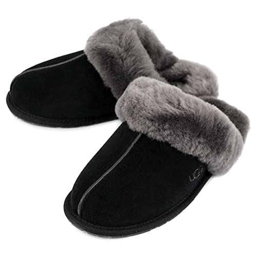 UGG Australia Women's Scuffette II Sheepskin Slipper Blk/Gry 9 Medium US