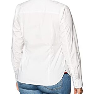 Tommy Hilfiger Women's Button Down Long Sleeve Collared Shirt with Chest Pocket, Bright White, Large