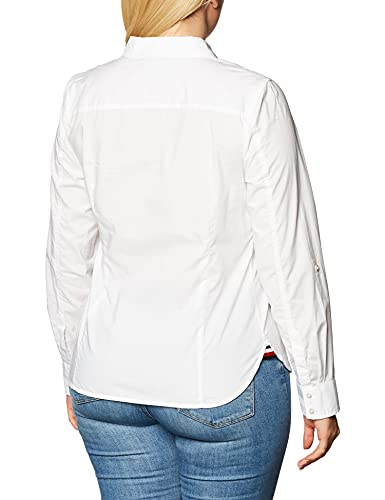 Tommy Hilfiger Women's Button Down Long Sleeve Collared Shirt with Chest Pocket, Bright White, Large