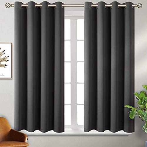 BGment Blackout Curtains for Bedroom - Grommet Thermal Insulated Room Darkening Curtains for Living Room, Set of 2 Panels, Each 46 x 54 Inch, Dark Grey