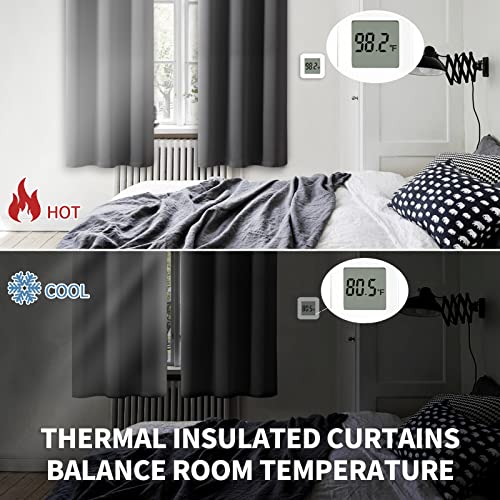 BGment Blackout Curtains for Bedroom - Grommet Thermal Insulated Room Darkening Curtains for Living Room, Set of 2 Panels, Each 46 x 54 Inch, Dark Grey