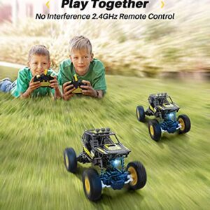 DoDoeleph Remote Control Car Metal,RC Monster Trucks,1/20 Scale LED 2WD 4 Channel All Terrains Off Road Vehicle 2X Rechargeable Batteries 54+mins Running Toy Gift for Boys Girls Kids Adults