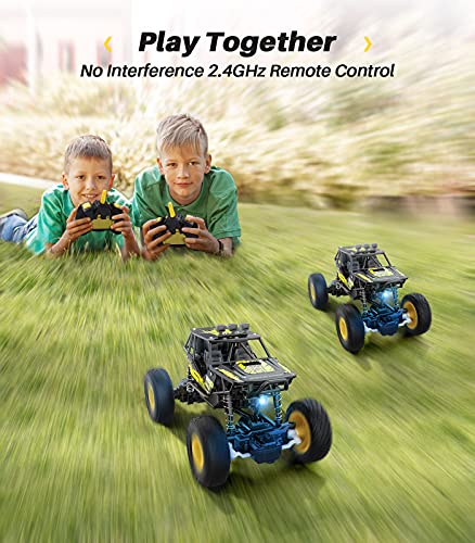 DoDoeleph Remote Control Car Metal,RC Monster Trucks,1/20 Scale LED 2WD 4 Channel All Terrains Off Road Vehicle 2X Rechargeable Batteries 54+mins Running Toy Gift for Boys Girls Kids Adults