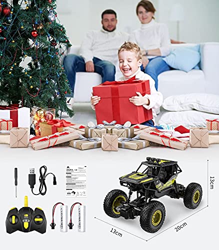 DoDoeleph Remote Control Car Metal,RC Monster Trucks,1/20 Scale LED 2WD 4 Channel All Terrains Off Road Vehicle 2X Rechargeable Batteries 54+mins Running Toy Gift for Boys Girls Kids Adults