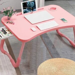 Foldable Bed Table for Laptop, Laptop Desk Table Stand, Laptop Bed Tray Table with Storage Drawer, Notebook Stand Lap Desk for Writing Reading Eating, Portable Laptop Table for Bed Sofa Floor