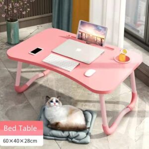 Foldable Bed Table for Laptop, Laptop Desk Table Stand, Laptop Bed Tray Table with Storage Drawer, Notebook Stand Lap Desk for Writing Reading Eating, Portable Laptop Table for Bed Sofa Floor