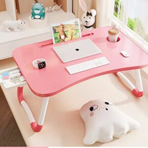 Foldable Bed Table for Laptop, Laptop Desk Table Stand, Laptop Bed Tray Table with Storage Drawer, Notebook Stand Lap Desk for Writing Reading Eating, Portable Laptop Table for Bed Sofa Floor