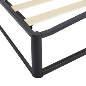 Amazon Basics Metal Platform Bed Frame with Wood Slat Support, 10 Inches High, Twin, Black