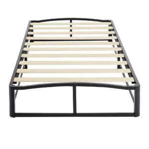 Amazon Basics Metal Platform Bed Frame with Wood Slat Support, 10 Inches High, Twin, Black