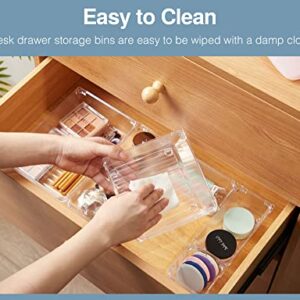 Puroma 31Pcs Drawer Organizer Set 5-size Versatile Vanity and Bathroom Drawer Organizers, Clear Plastic Desk Drawer Organizer Trays and Customize Layout Storage Bins for Makeup Kitchen Office (Clear)