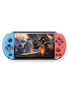 czt new 5.1-inch retro video game console build in 4800 games of 9 emulators handheld portable game console supports mp3/mp4/e-book with rechargeable lithium battery mp3 mp4(bluered)