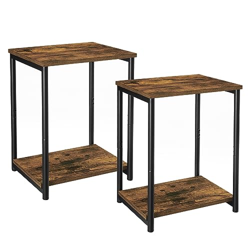 VASAGLE Side Tables Set of 2, Small End Table, Nightstand for Living Room, Bedroom, Office, Bathroom, Rustic Brown and Black ULET272B01