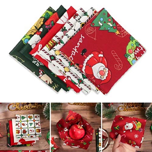 6PCS 50cm x 50cm Christmas Cotton Fabric Bundles Sewing Patchwork Squares Precut Fabric Scraps Suitable for DIY Sewing Quilting Christmas Gifts and Various Handicrafts