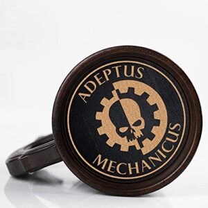 Adeptus Mechanicus Beer Stein, Personalized 40k Wooden Beer Mug, Custom Gamer Gift, Video Gamer Tankard, Gift for Men, Gift for Him, Geek Gift