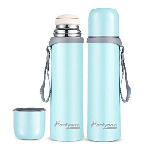 Thermos cup Coffee Thermos Bottle Coffee mugstainless steel cup Vacuum insulated cup Keep Drinks Hot or Cold (Aqua-Blue)