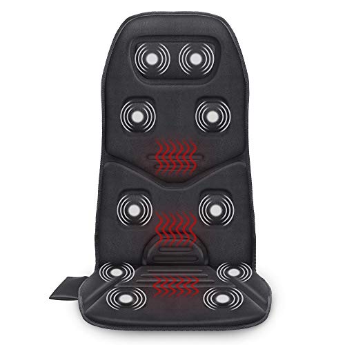 COMFIER Massage Seat Cushion with Heat - 10 Vibration Motors, Back Massager for Chair, Massage Chair Pad for Back Ideal Gifts for Women, Men (Renew)