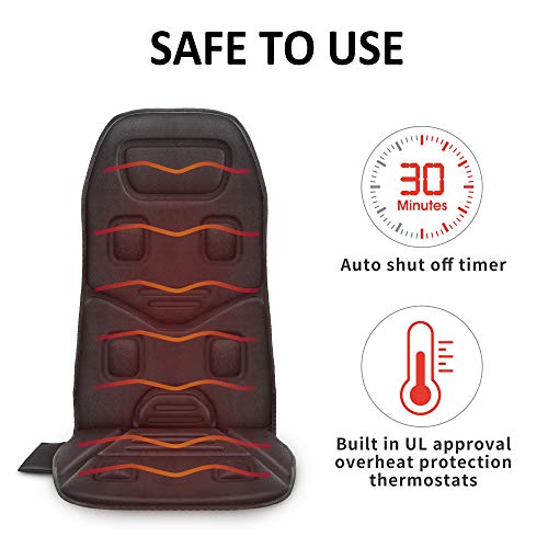 COMFIER Massage Seat Cushion with Heat - 10 Vibration Motors, Back Massager for Chair, Massage Chair Pad for Back Ideal Gifts for Women, Men (Renew)