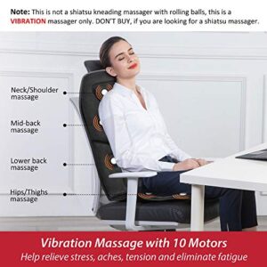 COMFIER Massage Seat Cushion with Heat - 10 Vibration Motors, Back Massager for Chair, Massage Chair Pad for Back Ideal Gifts for Women, Men (Renew)