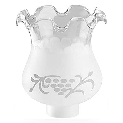 OhLectric Frosted Glass Lamp Shade - Hand Blown Etched Light Shade - Etched Grape Design - Features 1-5/8-Inch Fitter - Replacement Shade for Outdated Or Broken Glassware - Easy to Fix - OL-39162