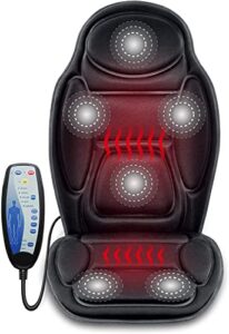 snailax massage seat cushion - back massager with heat, 6 vibration massage nodes & 2 heat levels, massage chair pad for home office chair