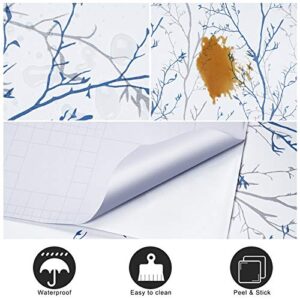 Melwod Grey Blue Tree Branches Peel and Stick Contact Paper 17.7" x 118" Modern Tree Branch Removable Wallpaper Natural Wall Paper Self-Adhesive Vinyl for Drawer Liner Furniture Crafts Accent Walls