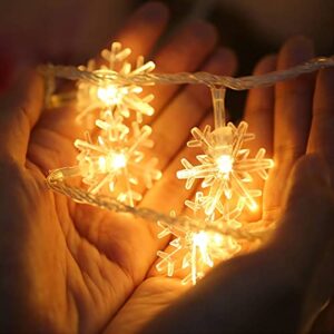 CESOF Christmas Lights, 20 Ft 40 LED Snowflake String Lights Battery Operated Fairy Lights for Bedroom Room Party Home Xmas Decor Indoor Outdoor Tree Decorations Warm White