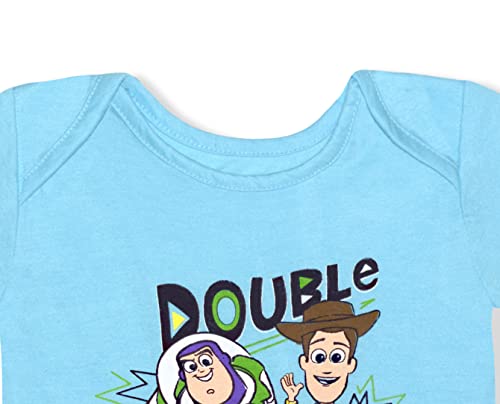 Disney Toy Story Buzz Lightyear and Woody Boys 3 Piece Bodysuit and Jogger Pant Set for Newborn and Infant - Blue/Lime Green