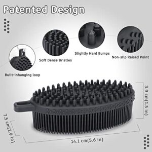 FREATECH Silicone Body Scrubber and Shampoo Brush Set, Black