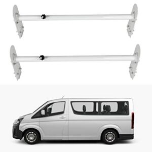 eccpp adjustable van ladder rack hightop 2 bars roof rack fit for chevy express 2500 for gmc savana with rain gutters heavy-duty steel pickup truck ladder rack 700lb lumber utility