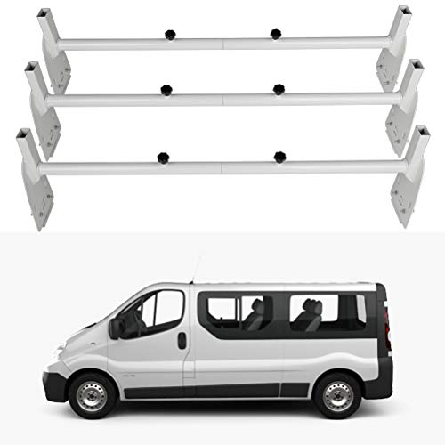 ECCPP Adjustable Van Ladder Rack Hightop 3 Bars Roof Rack fit for Chevy Express 2500 for Dodge for Ford E-250/350 for GMC Savana with Rain Gutters Heavy-Duty Steel Pickup Truck Ladder Rack