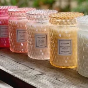 Voluspa Rose Colored Glasses | Large Glass Jar Candle | 18 Ounces | 100 Hour Burn Time | All Natural Wicks and Coconut Wax for Clean Burn | Vegan | Hand-Poured in USA | Non-Toxic