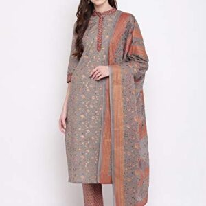 Indian Cotton Tunic Tops Kurti Set for Women with Palazzo 694 (Grey&Brown, 38)