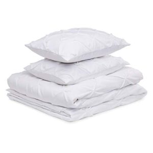 Amazon Basics Light-Weight Microfiber Pinch Pleat Duvet Cover Set -3 pcs, King, Bright White